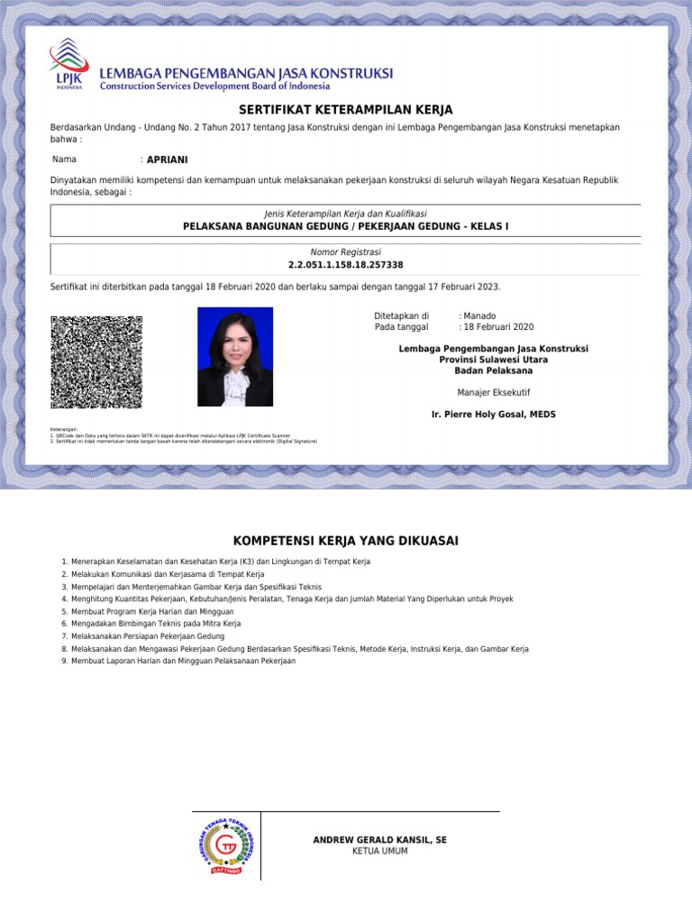 SKT Gedung TS.051 Apriani | PDF