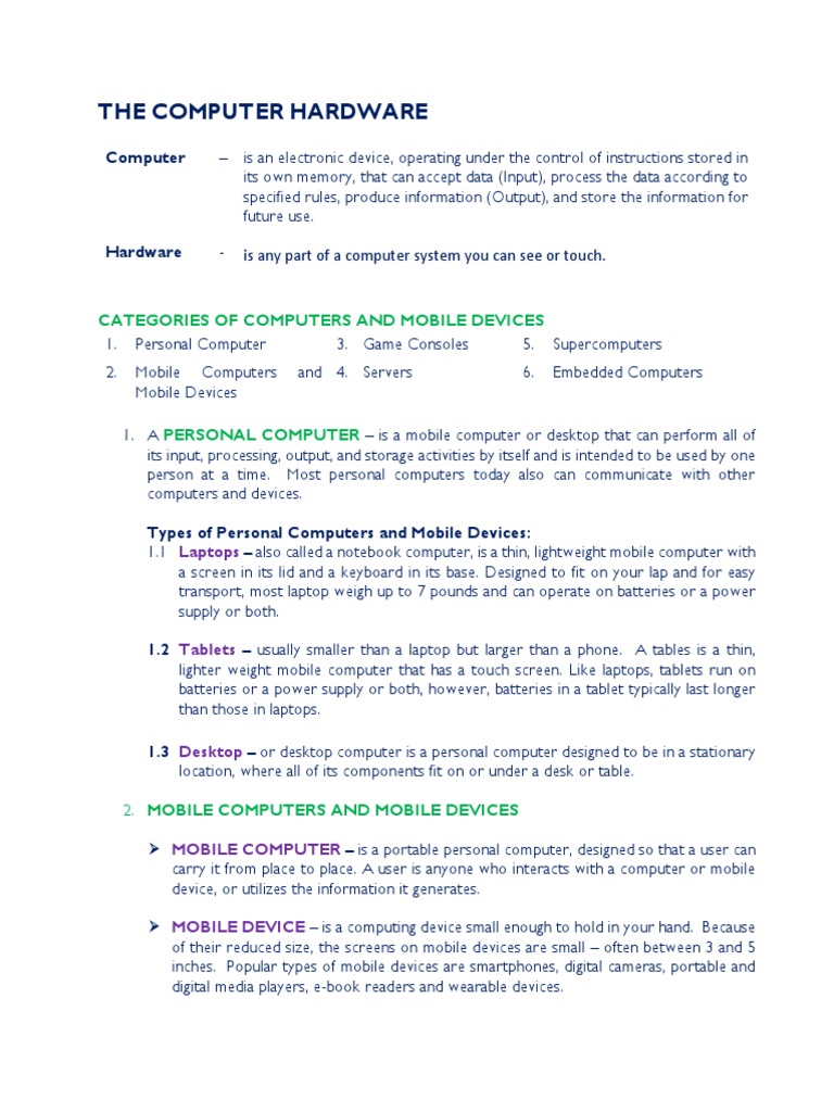 Comp 1 2021-2 Computer Hardware | PDF | Business | Technology & Engineering