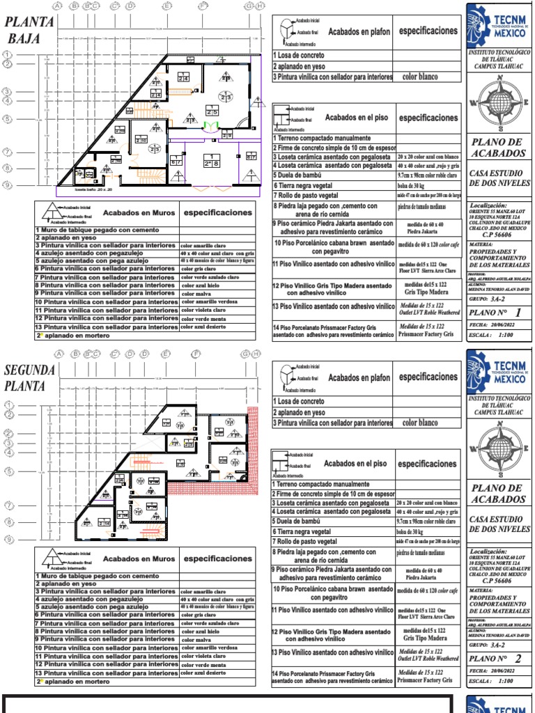 Plano De Acabados Casa Estudio Pdf Color Hormigón