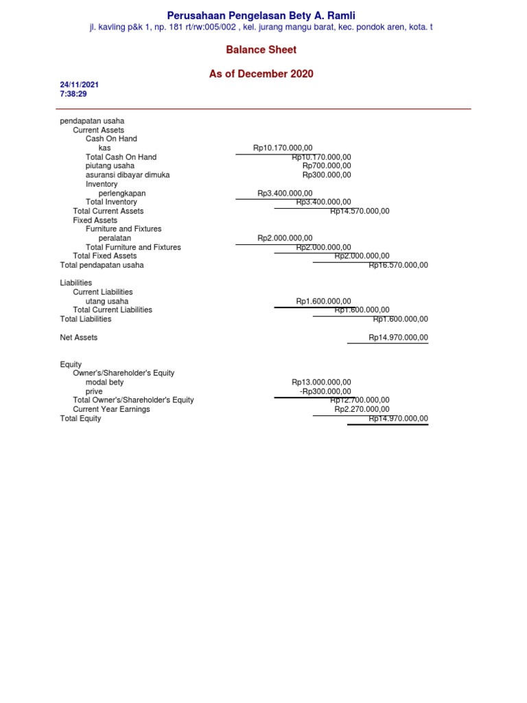 Standard Balance Sheet | PDF