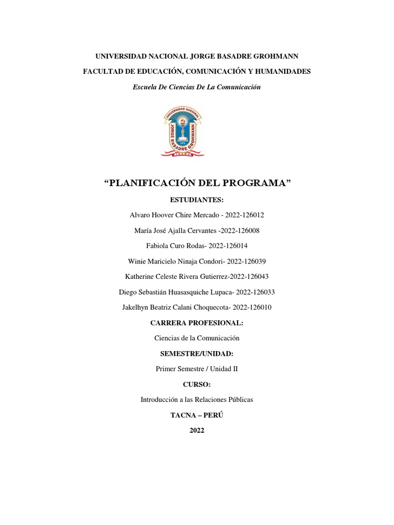 La Planificacion Del Programa Word | PDF | Planificación | Presupuesto