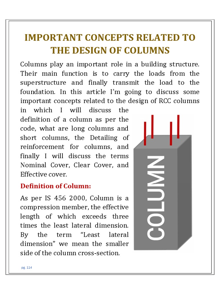 Important Concepts Related To Column Design PDF Jx82u5 | PDF | Column | Bending