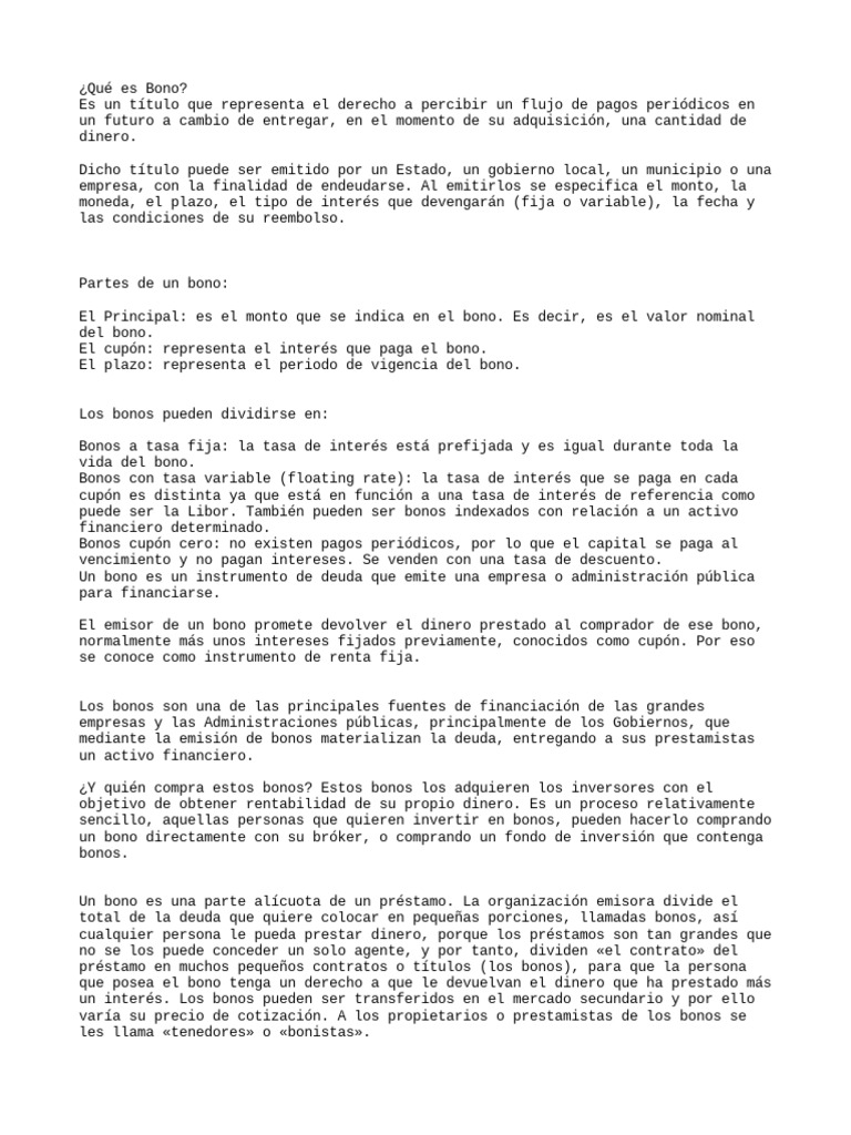 Qué es un bono? Guía completa | PDF | Bonos (Finanzas) | Interés