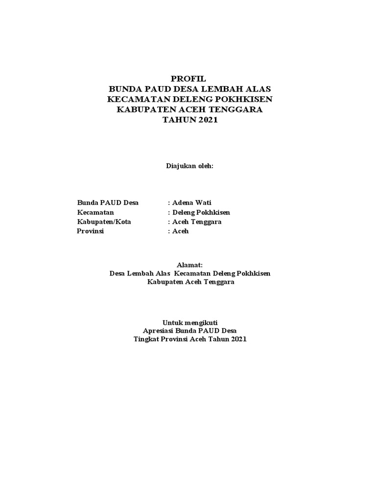 Profil Bunda Paud Lembah Alas | PDF