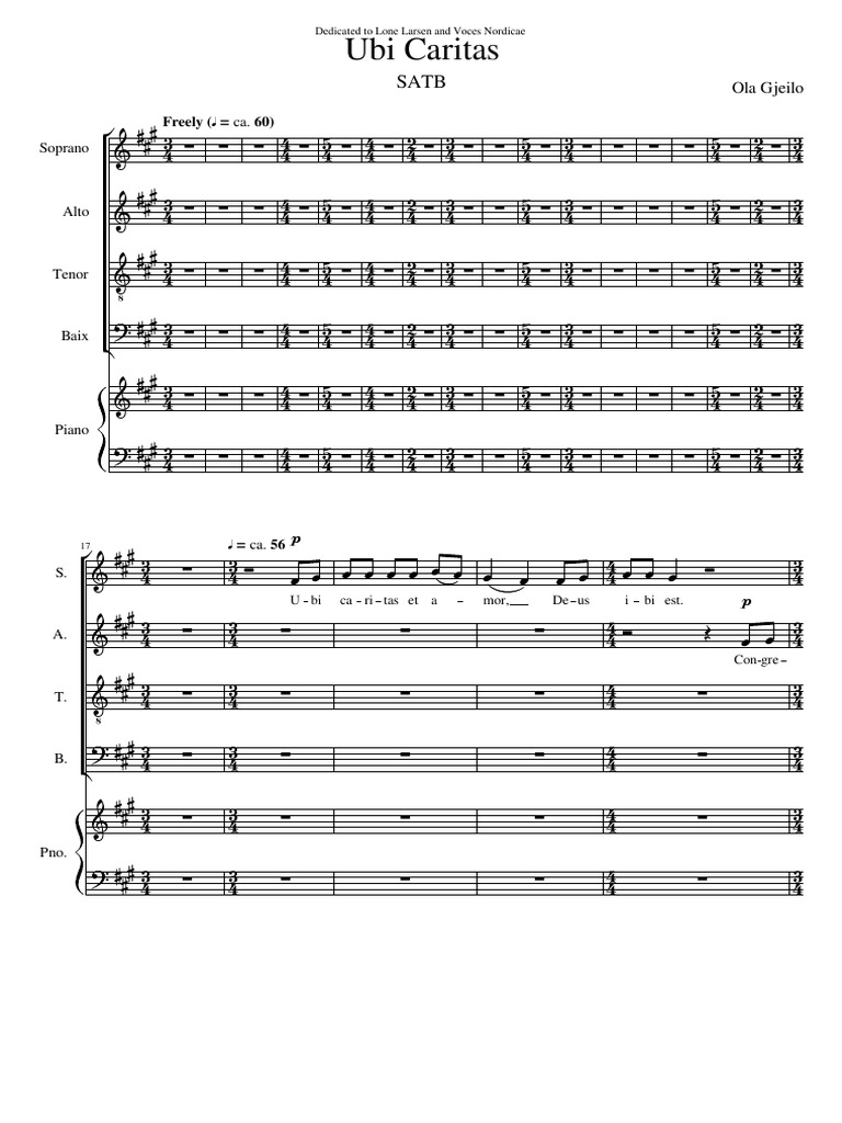 Ubi - Caritas - Ola Gjeilo&Piano | PDF