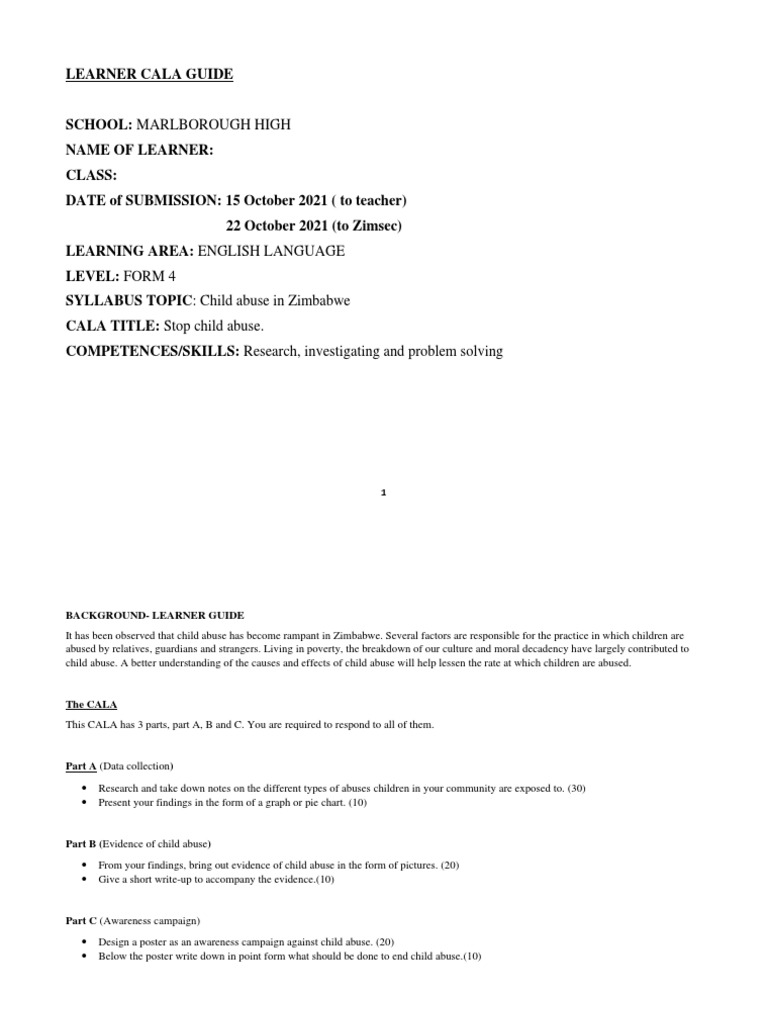 ENGLISH Cala 3 | PDF | Child Abuse | Learning