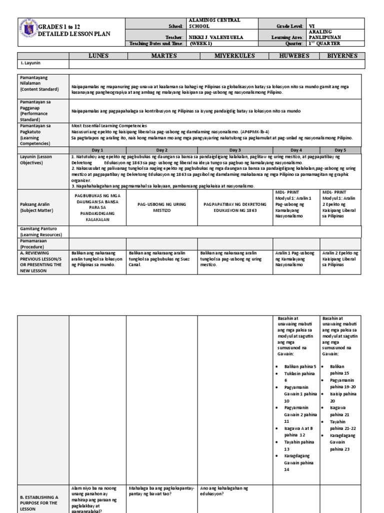 DLL AP Q1 WK1 Melc Based | PDF