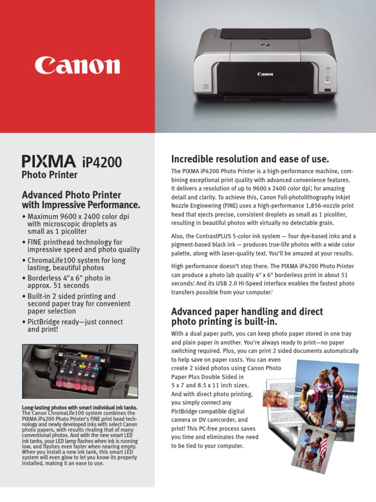 I P4200 Spec | PDF | Printer (Computing) | Microsoft Windows