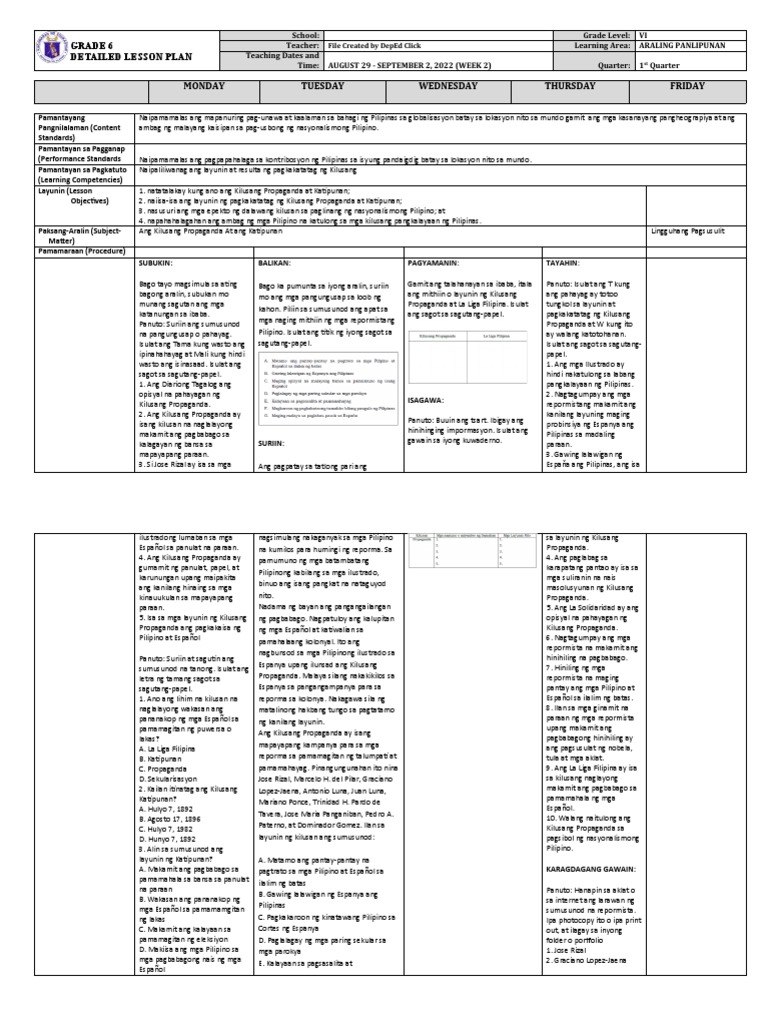DLP_ARALING PANLIPUNAN 6_Q1_W2 | PDF