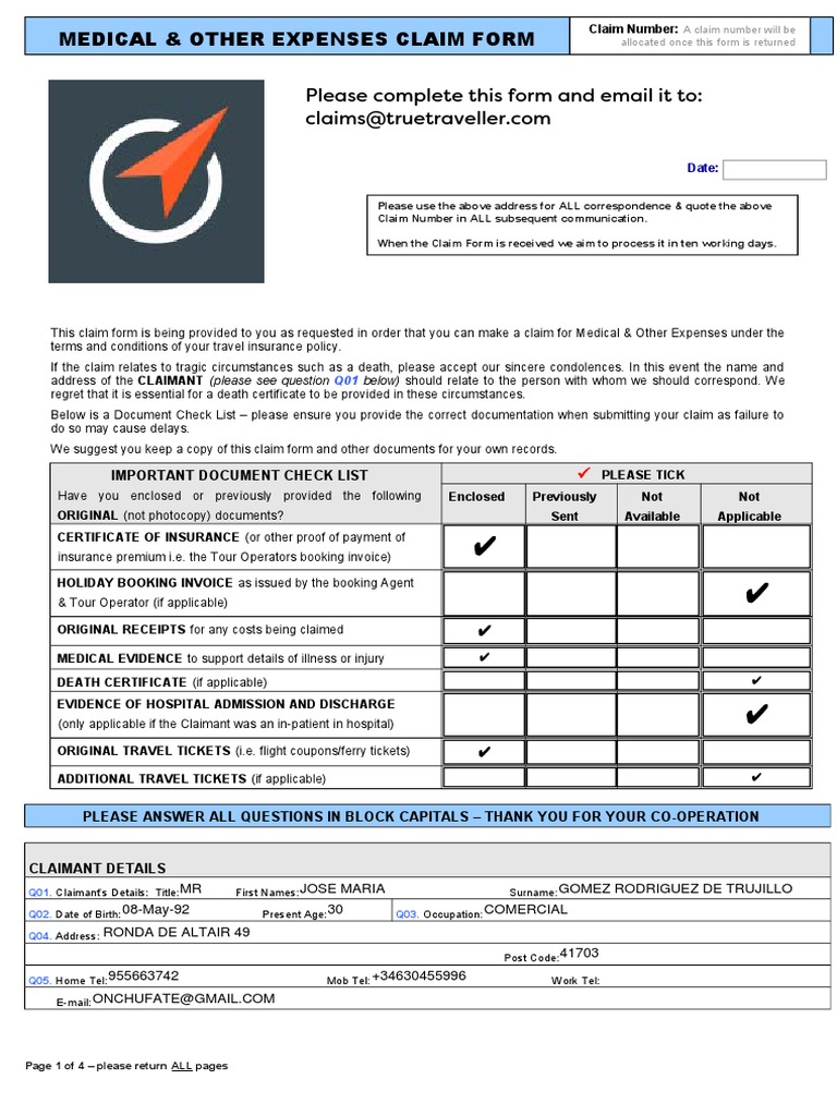 Medical Expenses Form 2021 | PDF | Payments | Insurance