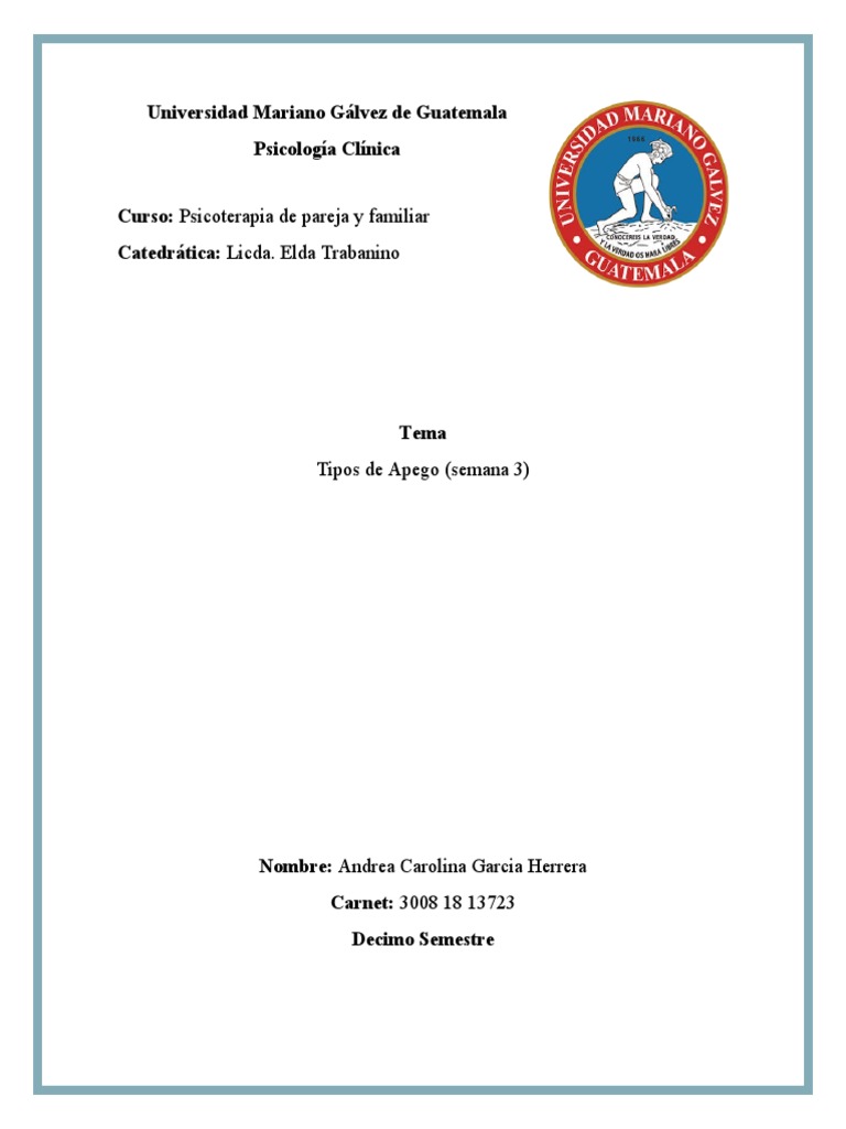 Tipos De Apego Pdf Teoría De Apego Las Emociones