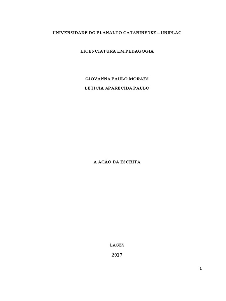Pânico Da Folha em Branco - Pedagogia | PDF | Escrita | Pedagogia
