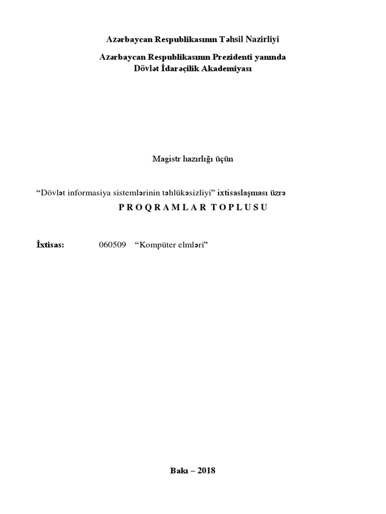 Dovlt Informasiya Sistemlrinin Thluksizliyi-Proqram | PDF