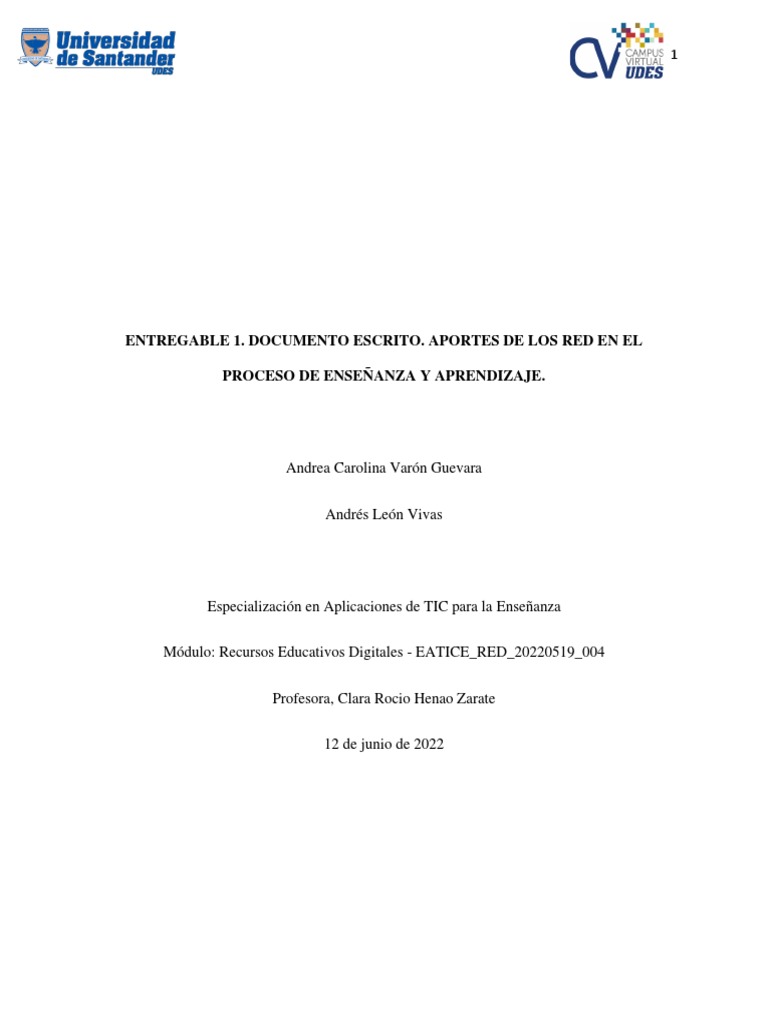 Andres Leon Vivas Corte 1 | PDF | Método de enseñanza | Aprendizaje