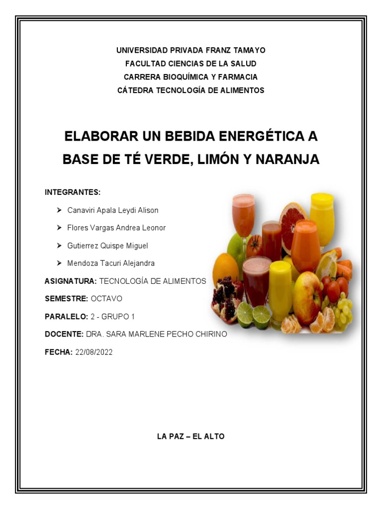 Bebida Energética Natural con Té Verde | PDF | Té | Té verde