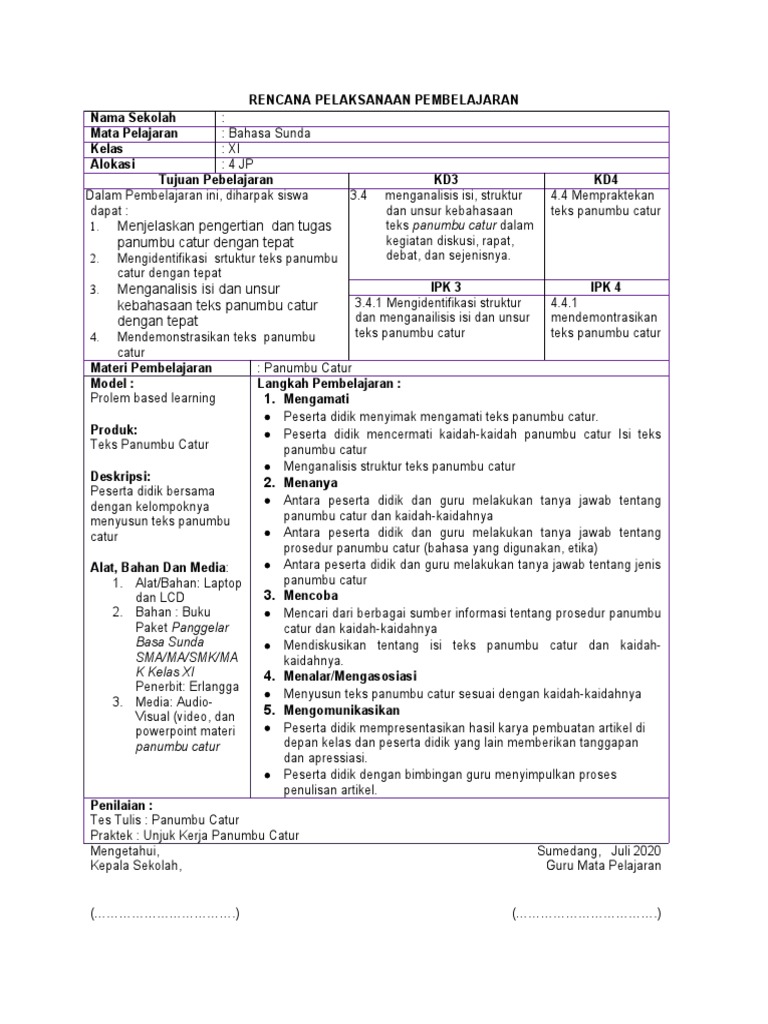 RPP XI Panumbu Catur | PDF | Karier & Perkembangan