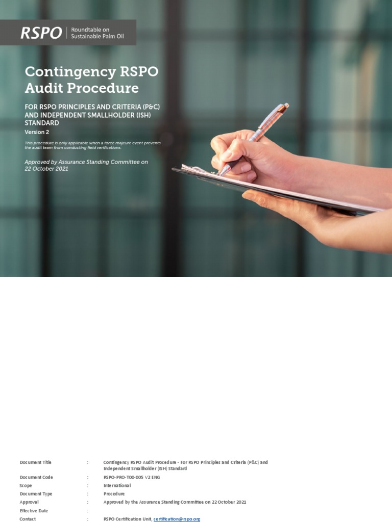Contingency Rspo Audit Procedure For PC and Ish Standard - v2 ...