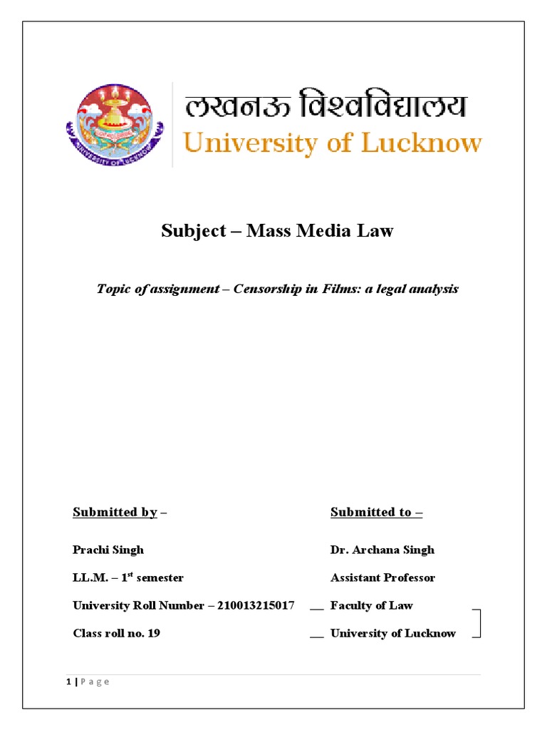 Legal Analysis of Film Censorship | PDF | Censorship | Obscenity