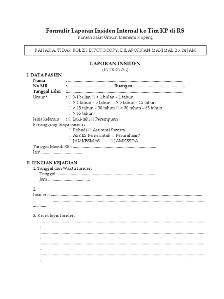 Form - Laporan Insiden Internal | PDF