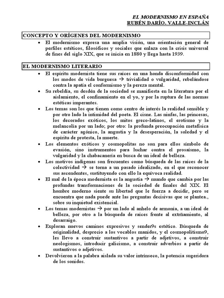 7-El Modernismo en España | PDF | Metro (poesía)