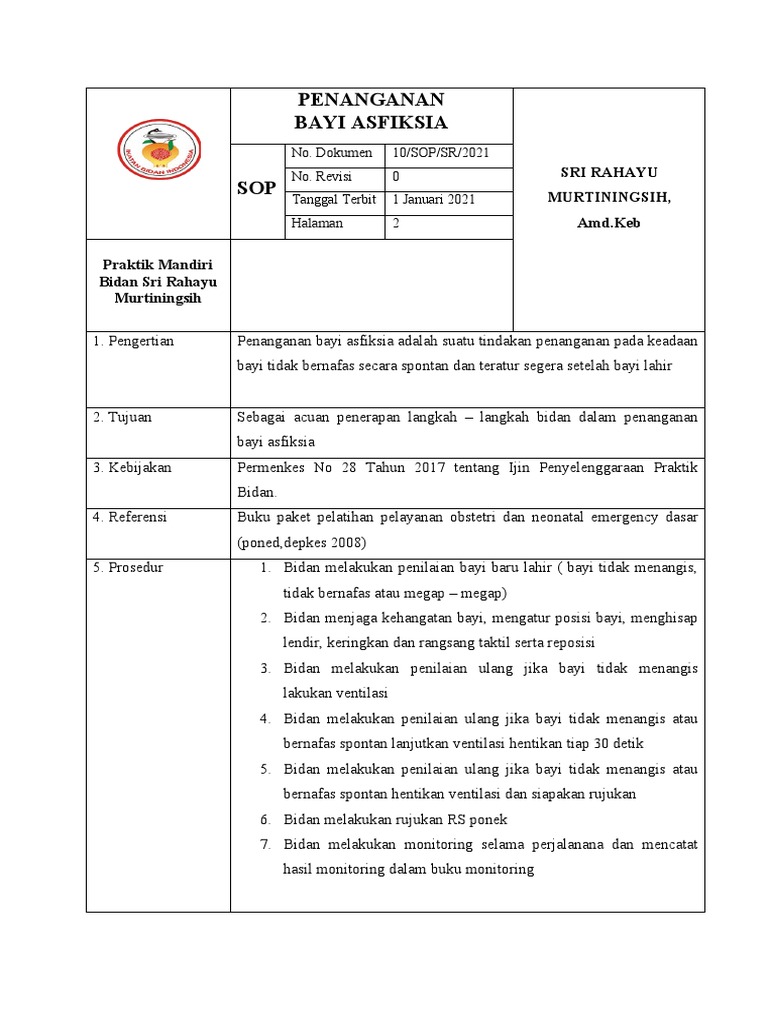SOP Penanganan Bayi Asfeksia | PDF