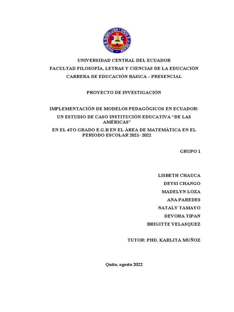 Grupo 1 - Proyecto de Investigación - Completo | PDF | Método de enseñanza | Maestros