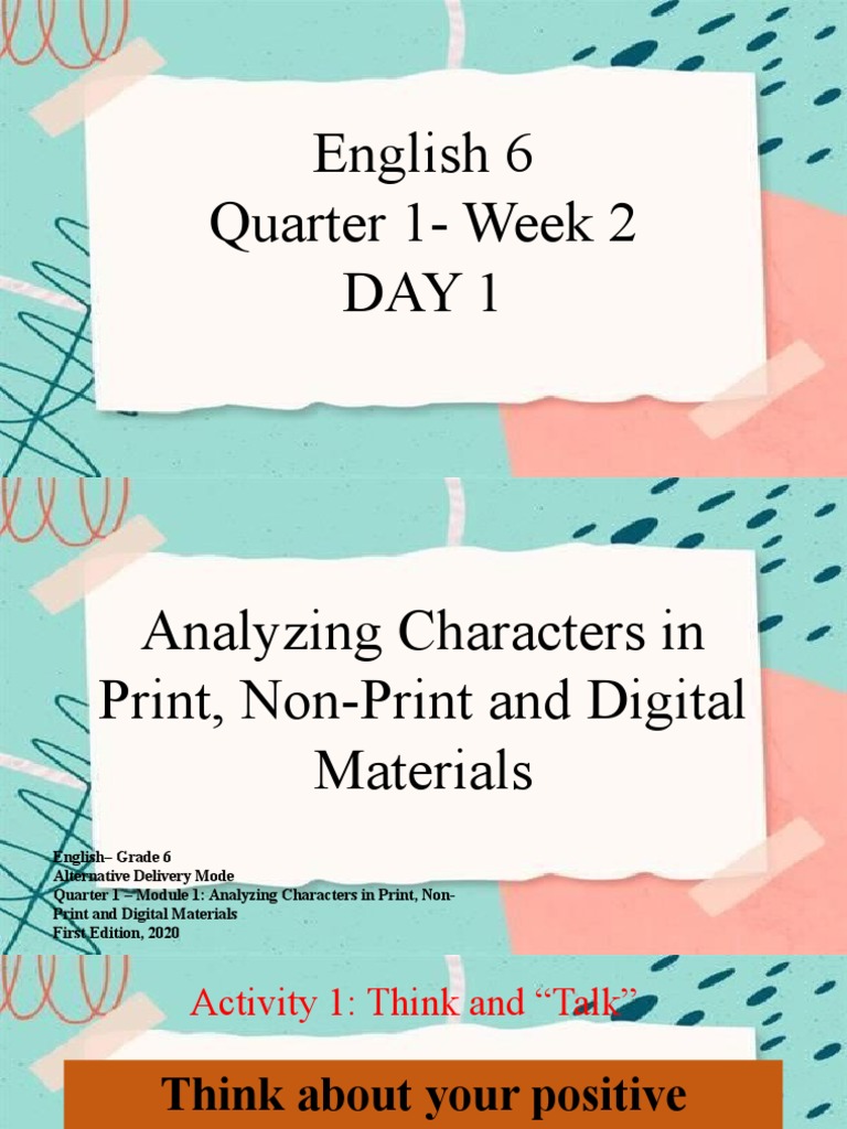Analyze The Characters Used in Print, Non-Print, and Digital Materials ...