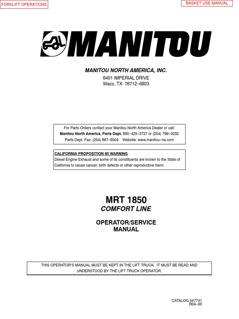 Manitou MRT 1850 Operator Manual | PDF | Mechanical Engineering | Machines