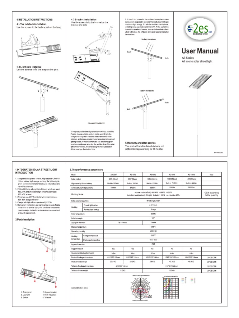 Fiche Technique Lampadaire All in One | PDF