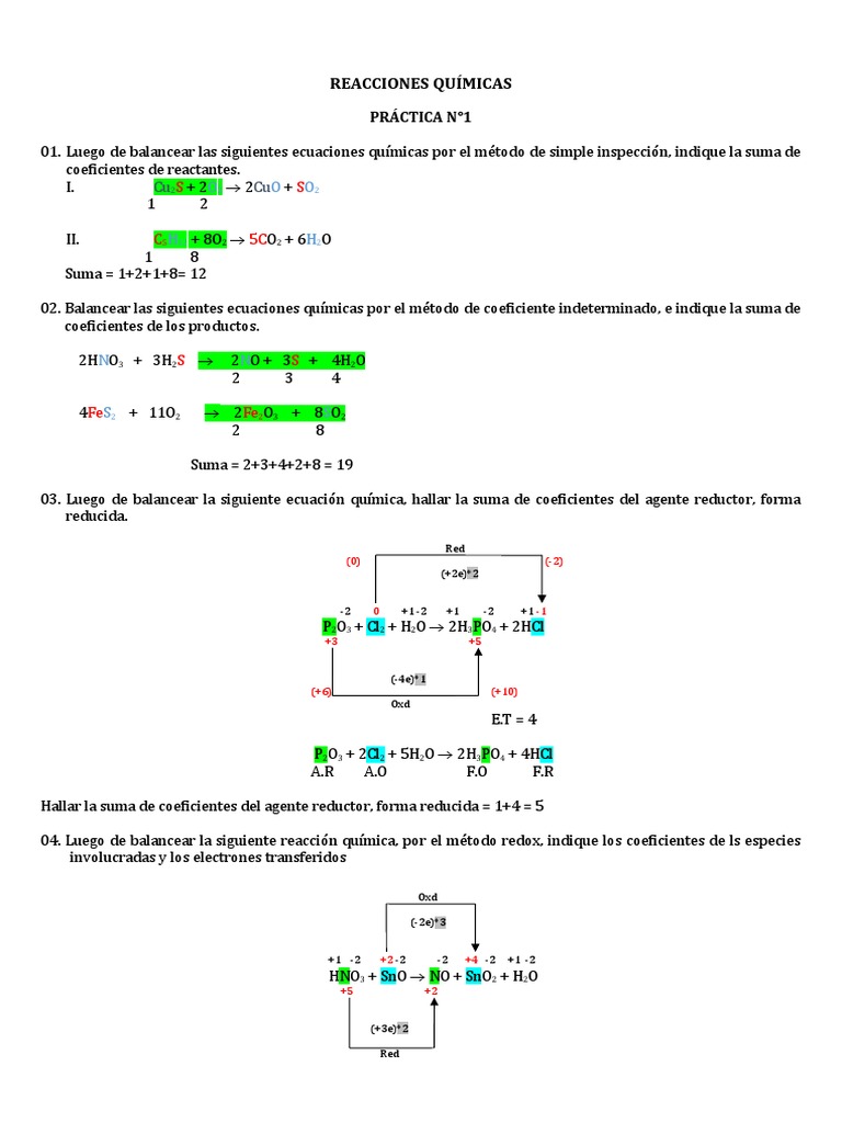Ejercicios Resueltos y Propuestos de Reacciones Químicas | PDF | Redox | Geoquímica