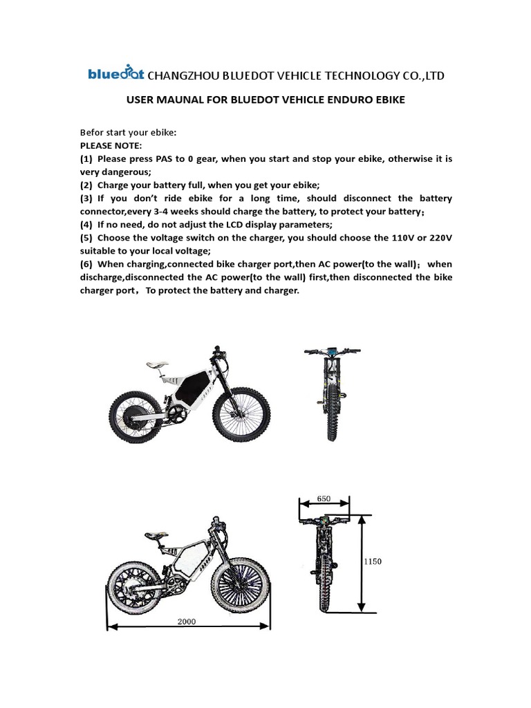Enduro Ebike Manual | PDF | Battery Charger | Manufactured Goods