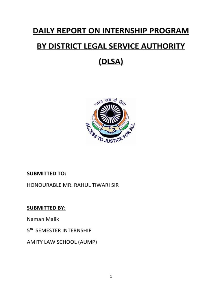 DLSA Internship Daily Report Summary | PDF | Employment | Legal Aid