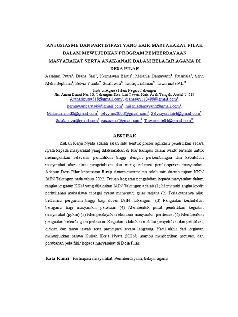 Artikel Jurnal KKN Pilar | PDF