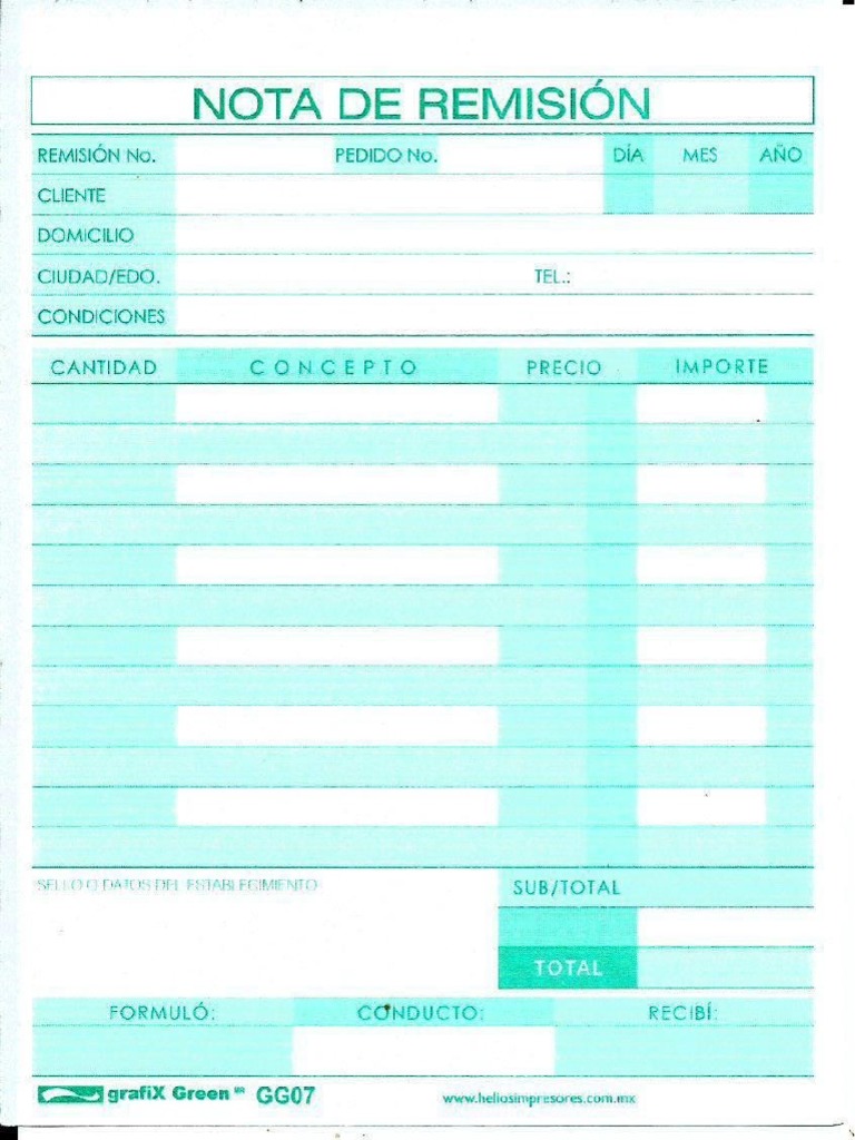 NOTA DE REMISION | PDF