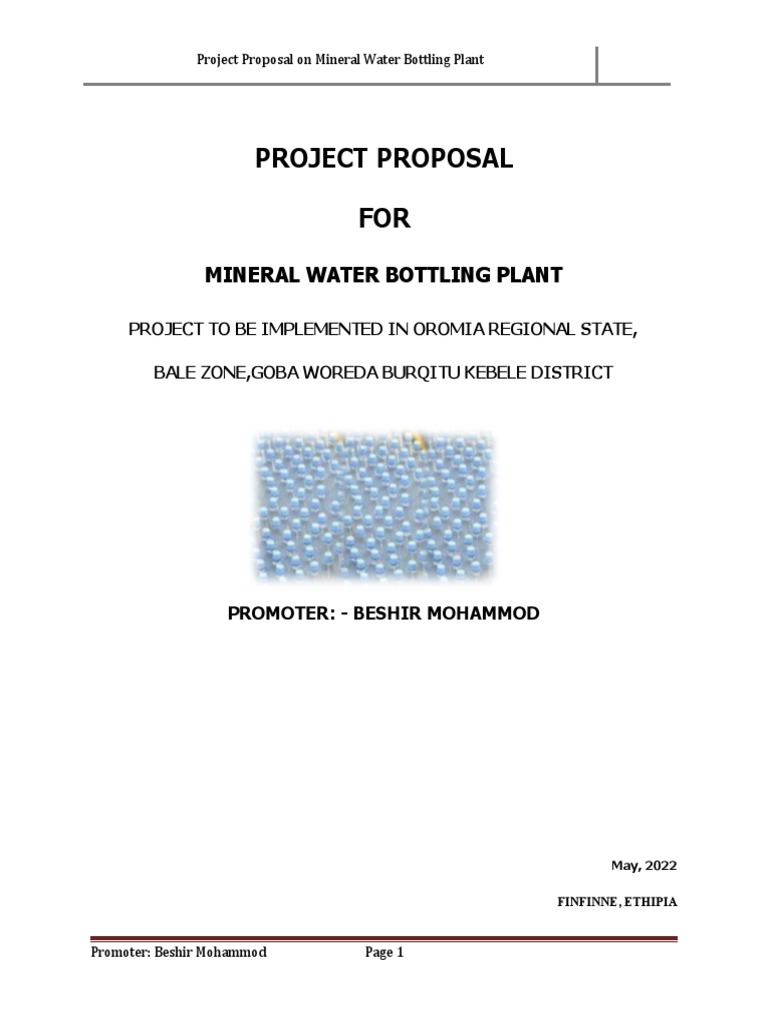 Project Proposal FOR: Mineral Water Bottling Plant | PDF | Water ...