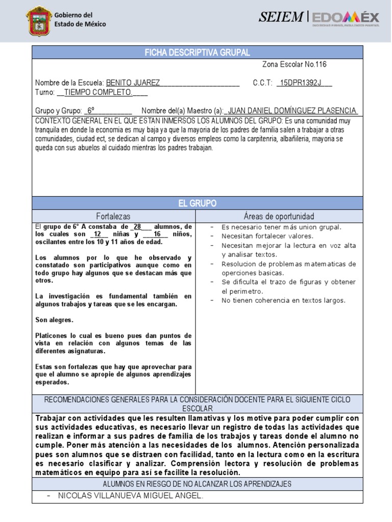 FICHA DESCRIPTIVA GRUPAL (1) | PDF | Modificación de comportamiento ...
