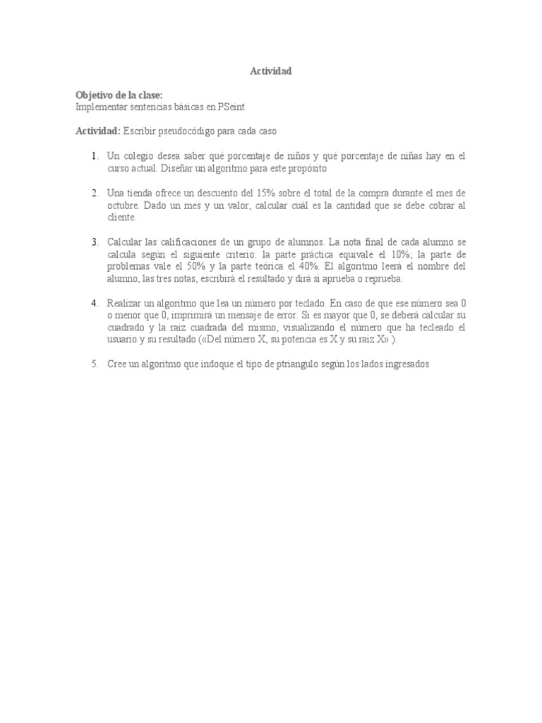 Algoritmos Básicos en PSeint | PDF | Negocios