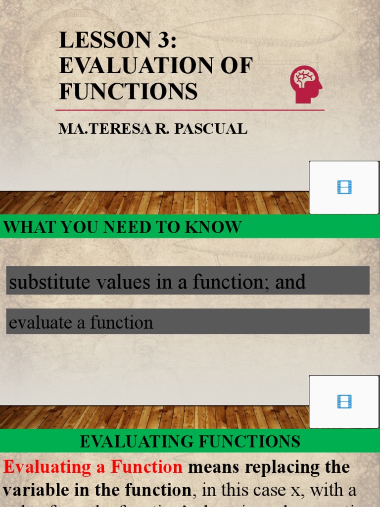 LESSON 3 EVALUATING FUNCTIONS | PDF