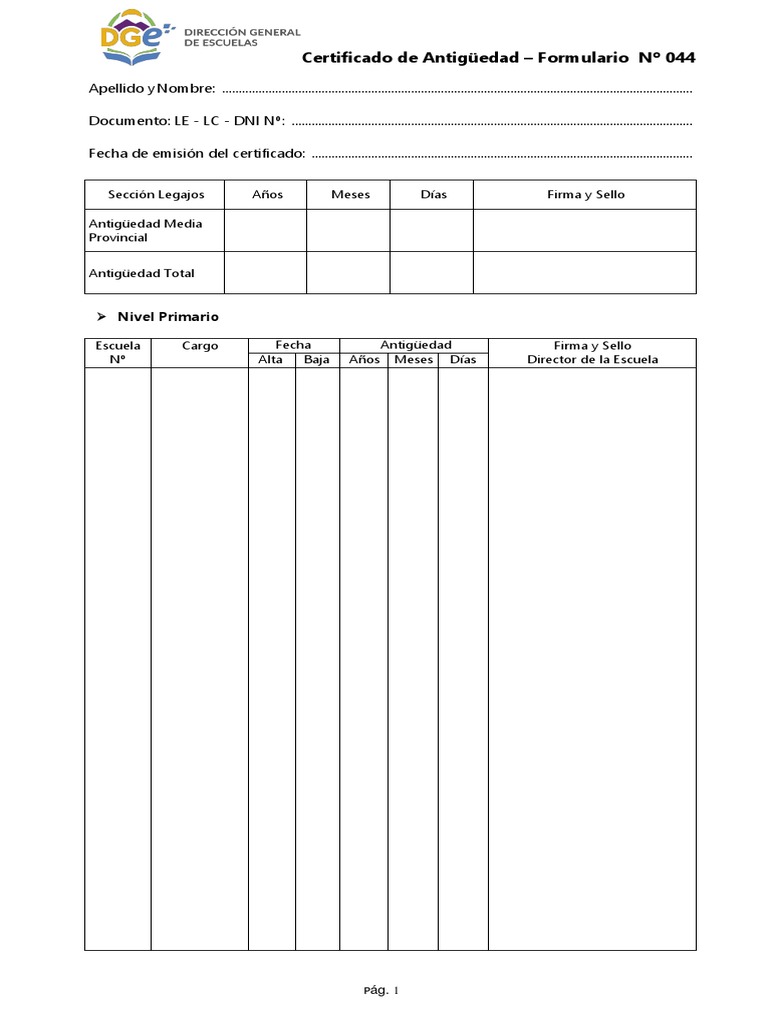 Formulario 044 DGE | PDF | Autenticación | Control de acceso