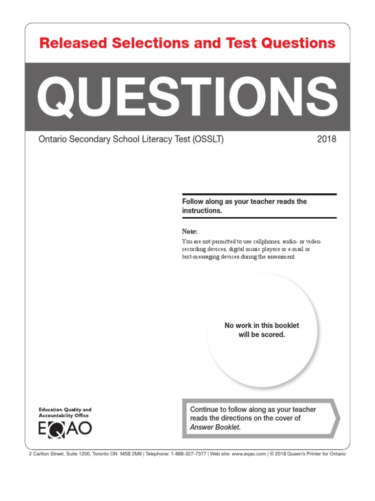 2018 Literacy Test | PDF | Watt