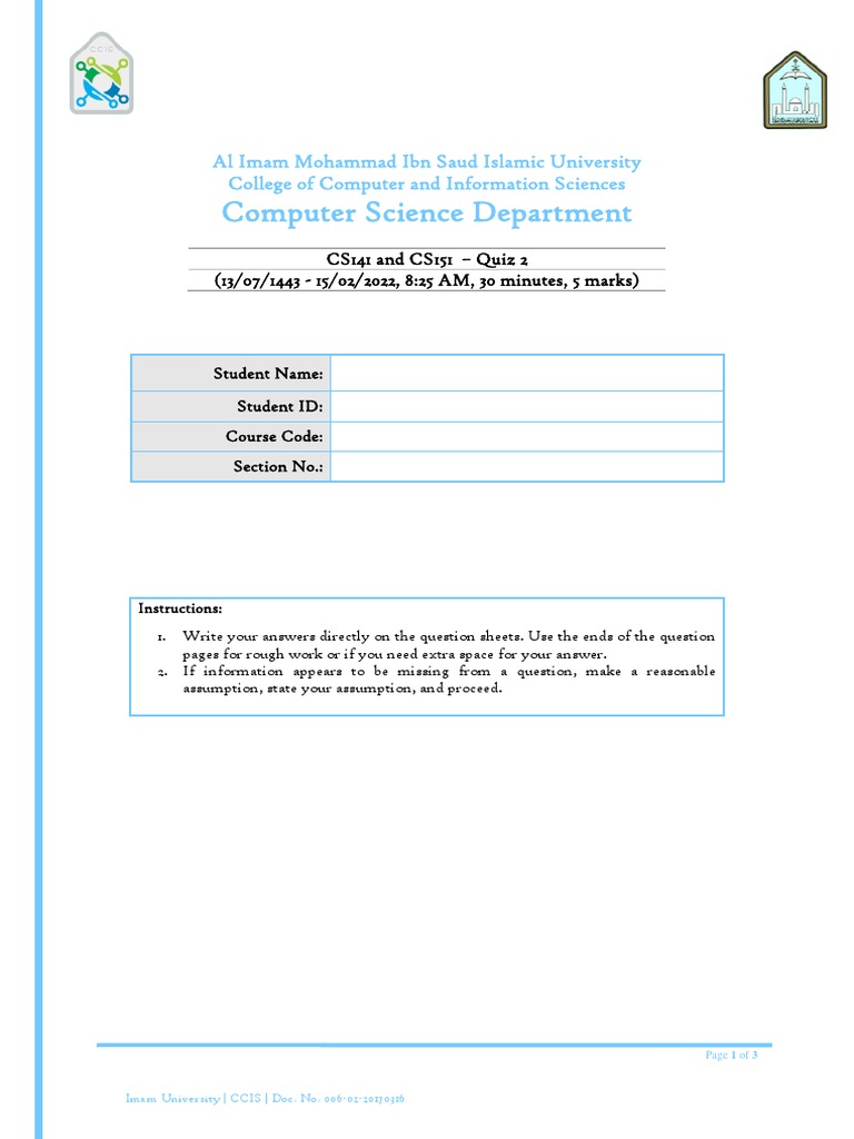 Quiz2 CS CS151 141 1 22 | PDF | Graphical User Interfaces | Object Oriented Programming