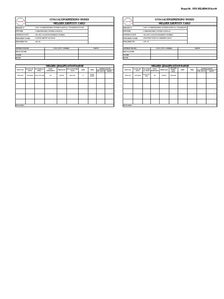 Welder Id | PDF | Construction | Welding