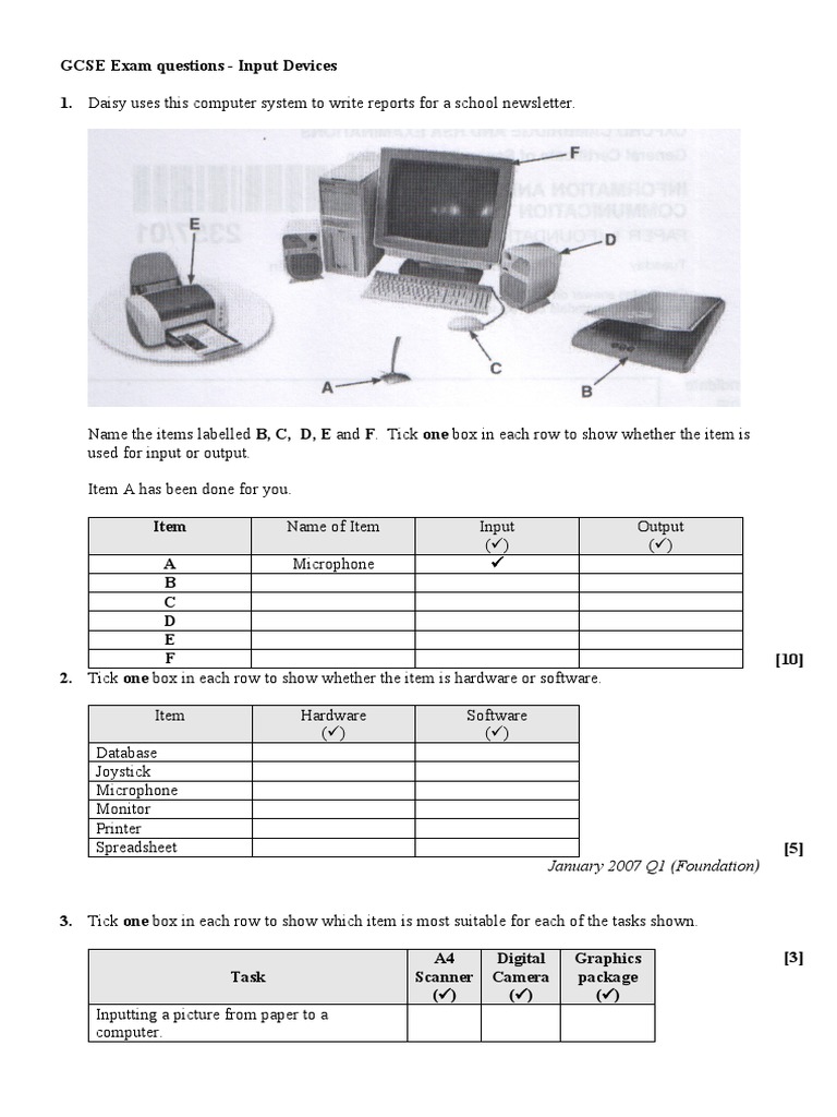 Input & Output Devices Questions | PDF | Printer (Computing) | Information And Communications ...