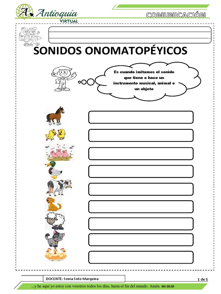 Sonidos Onomatopéyicos 1 | PDF