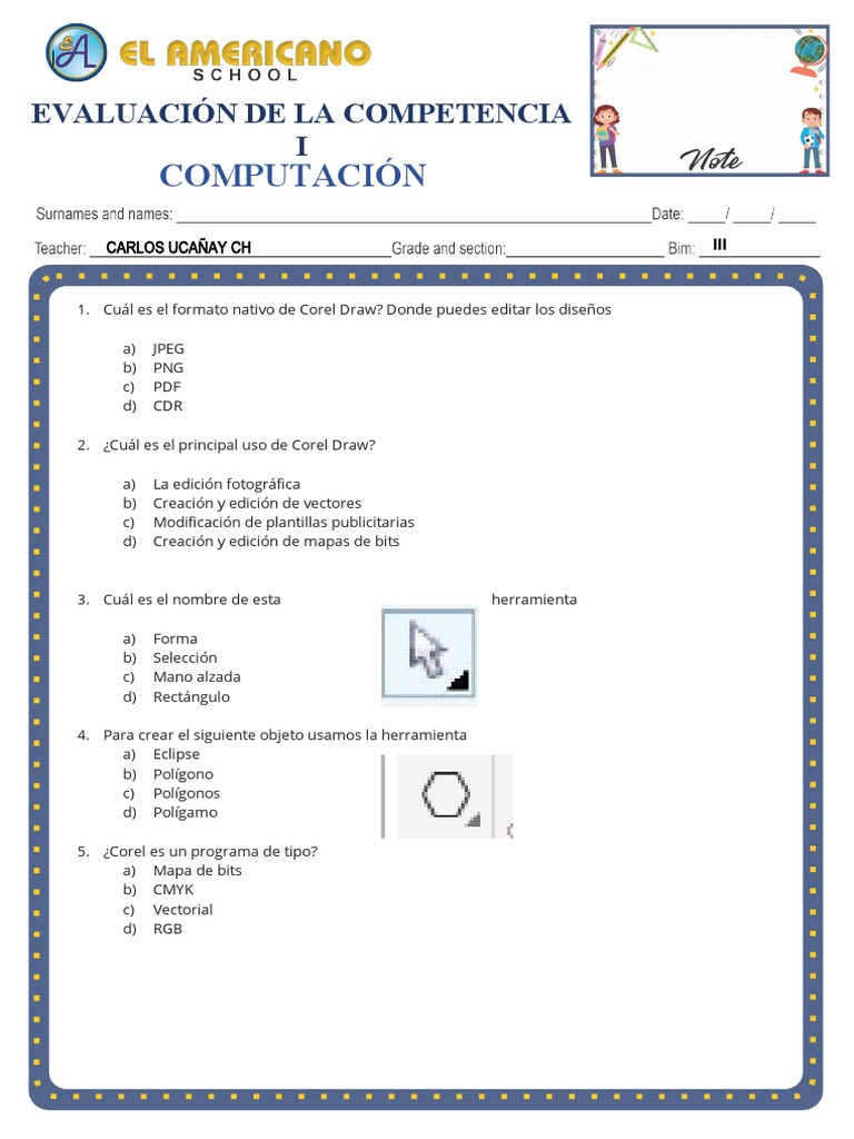 Examen de Computacion 1ero Secundaria | PDF