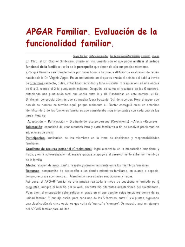 APGAR Familiar | PDF | Evaluación | Toma de decisiones