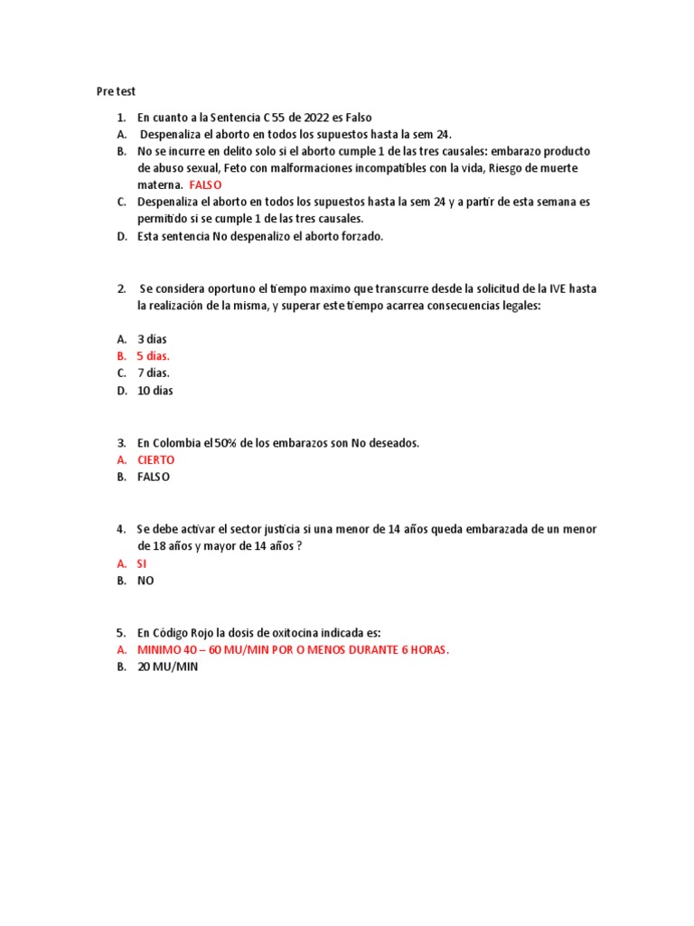 PRE Y POST Test IVE | PDF