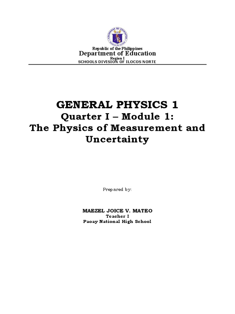 Genphys1 12 Q1 Week1 Mod1 Mateo Maezel Joice Marvin Abara Pdf Accuracy And Precision