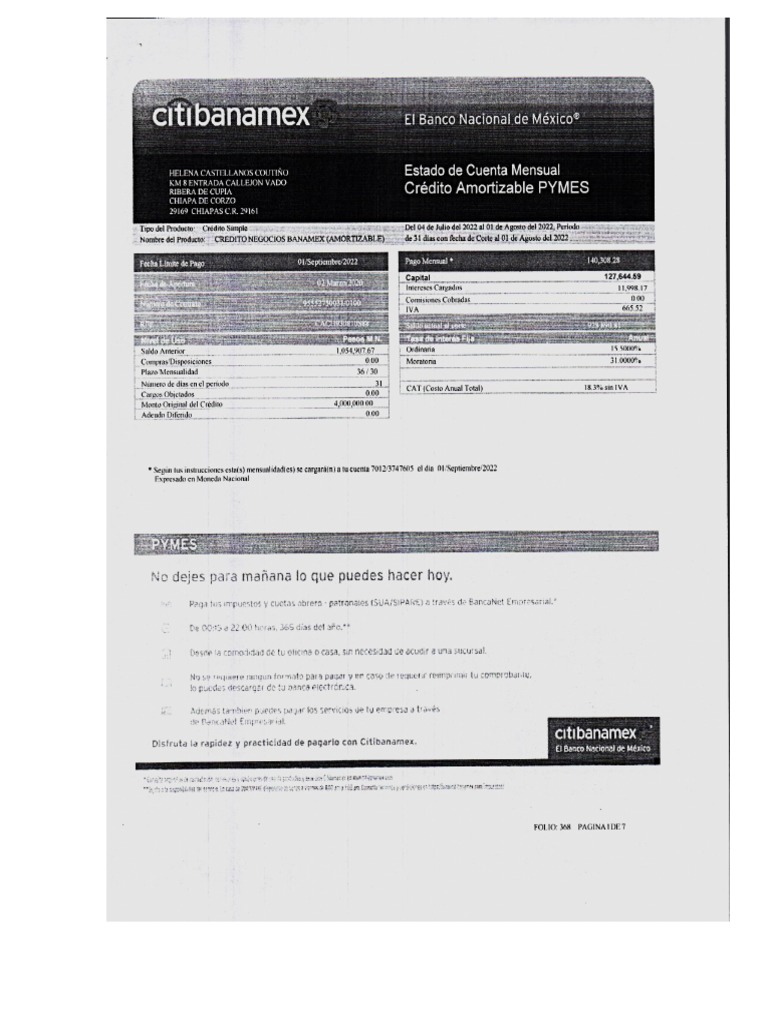 Estado de Cuenta Banamex | PDF