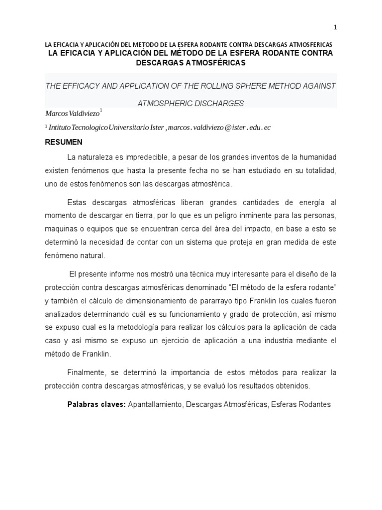 Eficacia del Método Esfera Rodante | PDF | Ingenieria Eléctrica ...